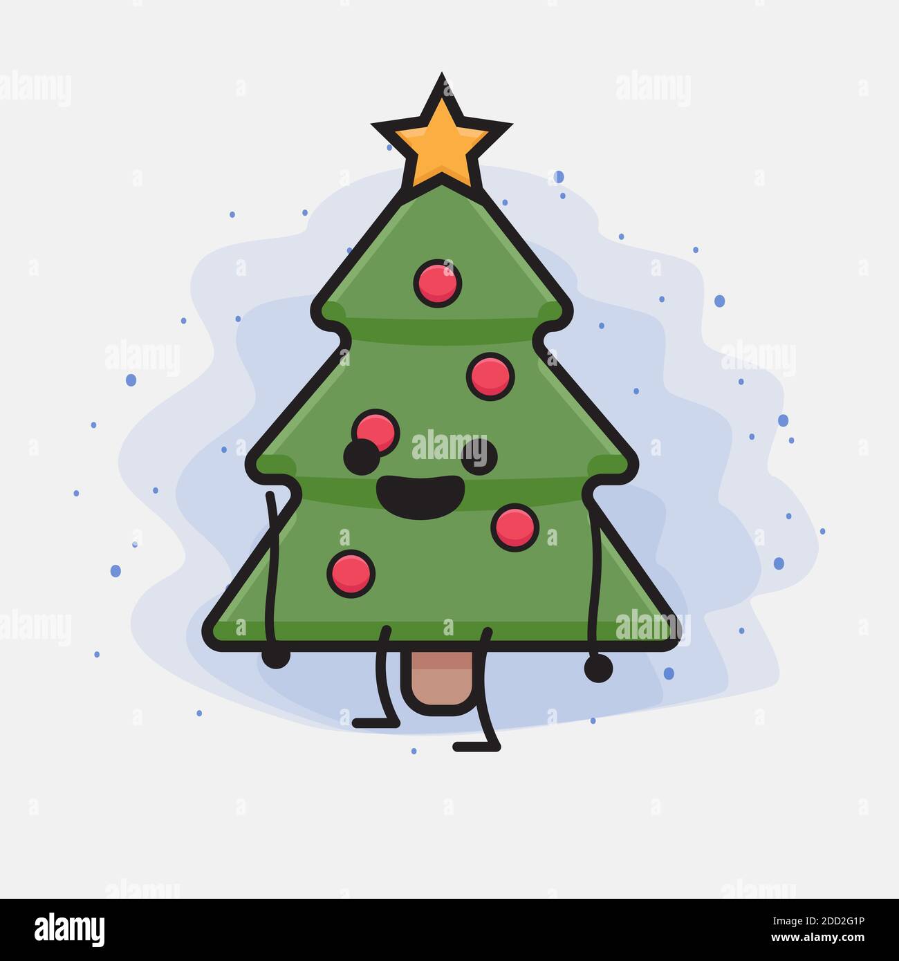 Christmas Tree Cute Icon Character Illustration Stock Vector Image ...