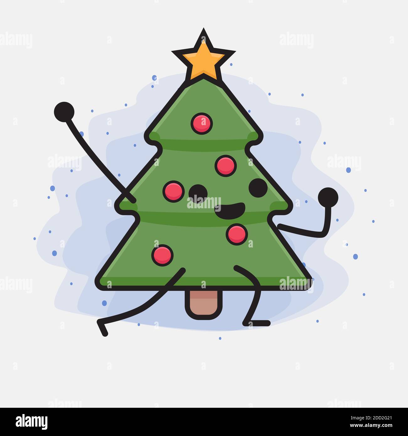 Christmas Tree Cute Icon Character Illustration Stock Vector Image ...