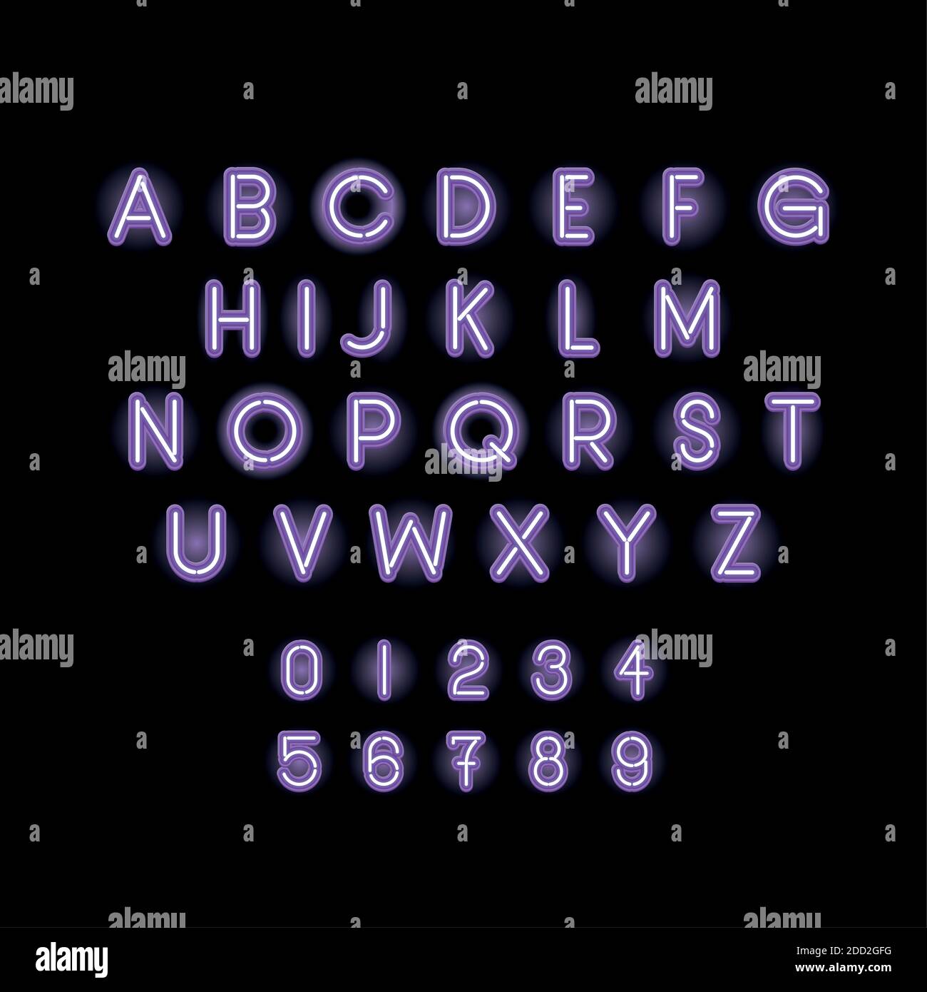 alphabet and numbers in neon font Stock Vector Image & Art - Alamy