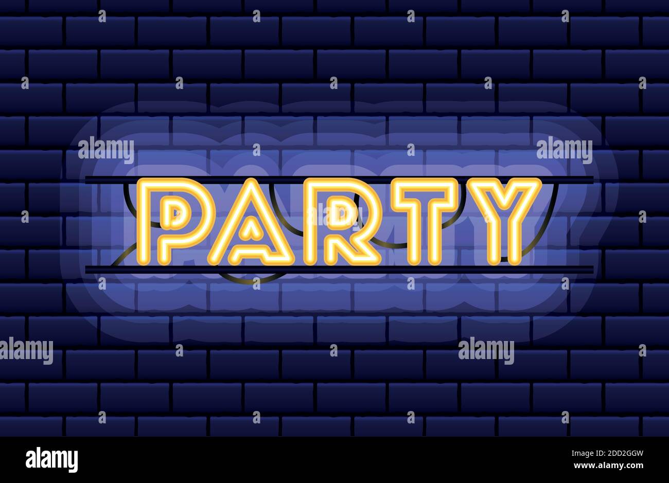 party lettering in neon font with bricks Stock Vector Image & Art - Alamy
