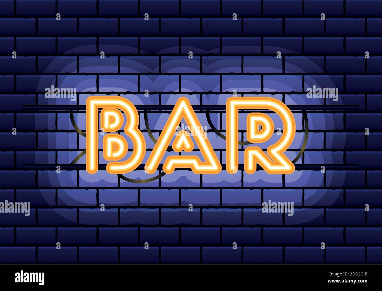 bar lettering in neon font with bricks Stock Vector Image & Art - Alamy