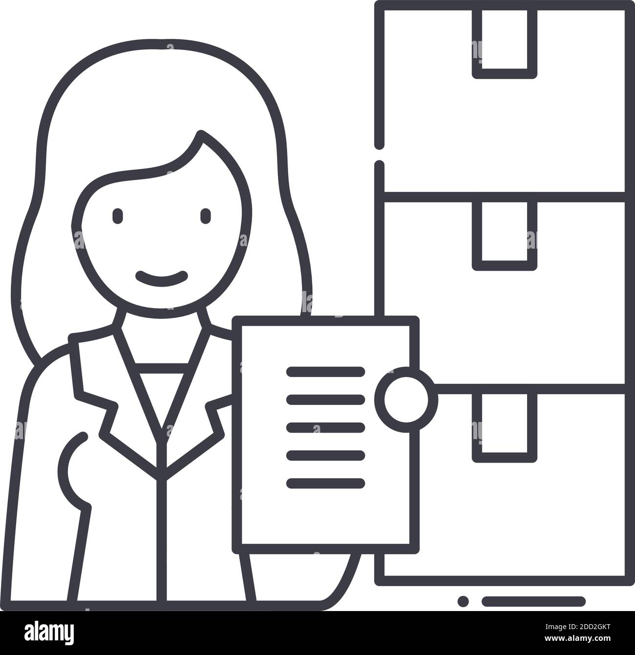 Warehouse inventory icon, linear isolated illustration, thin line ...