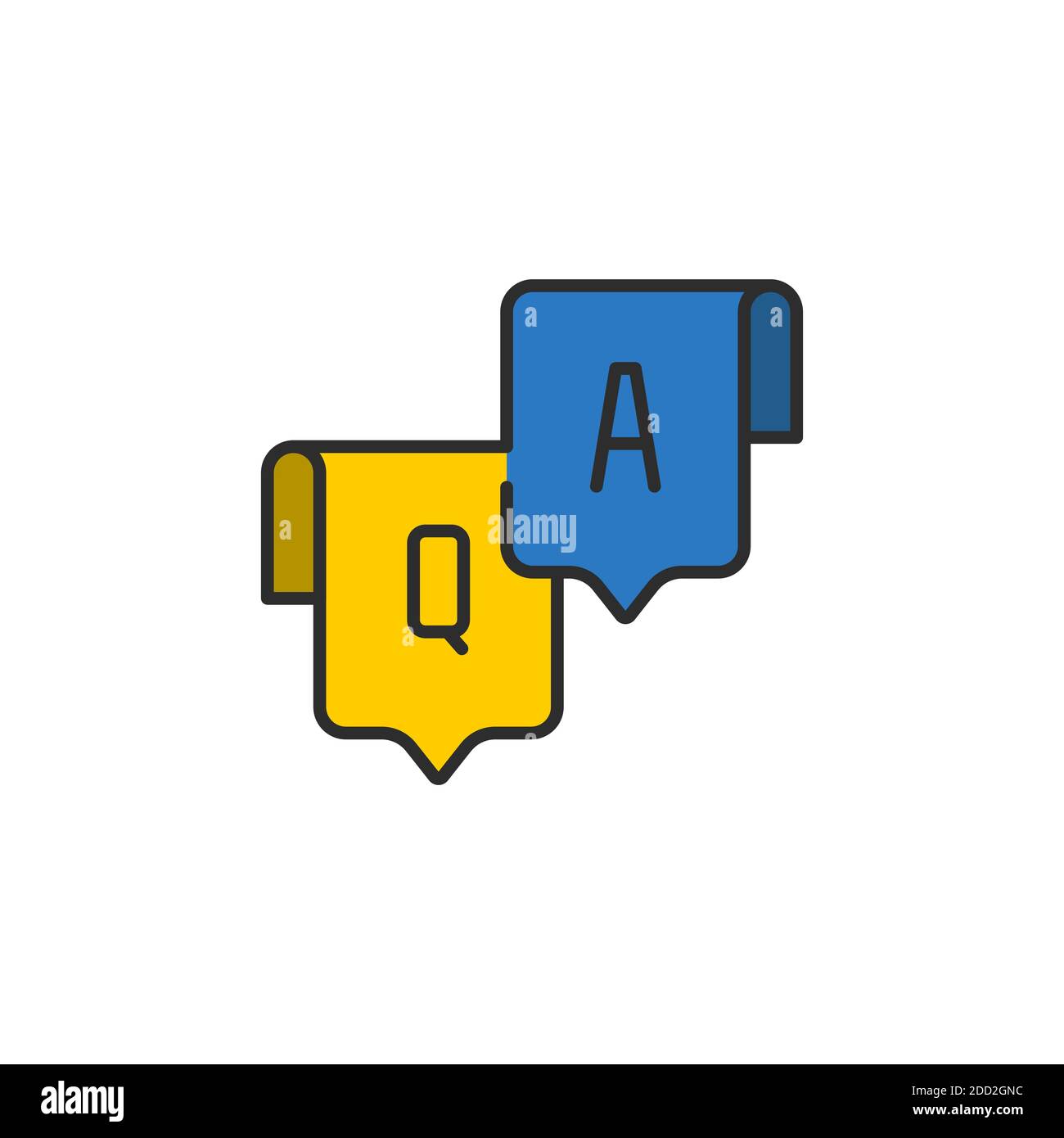 Faq icon, color, line, outline vector sign, linear style pictogram ...