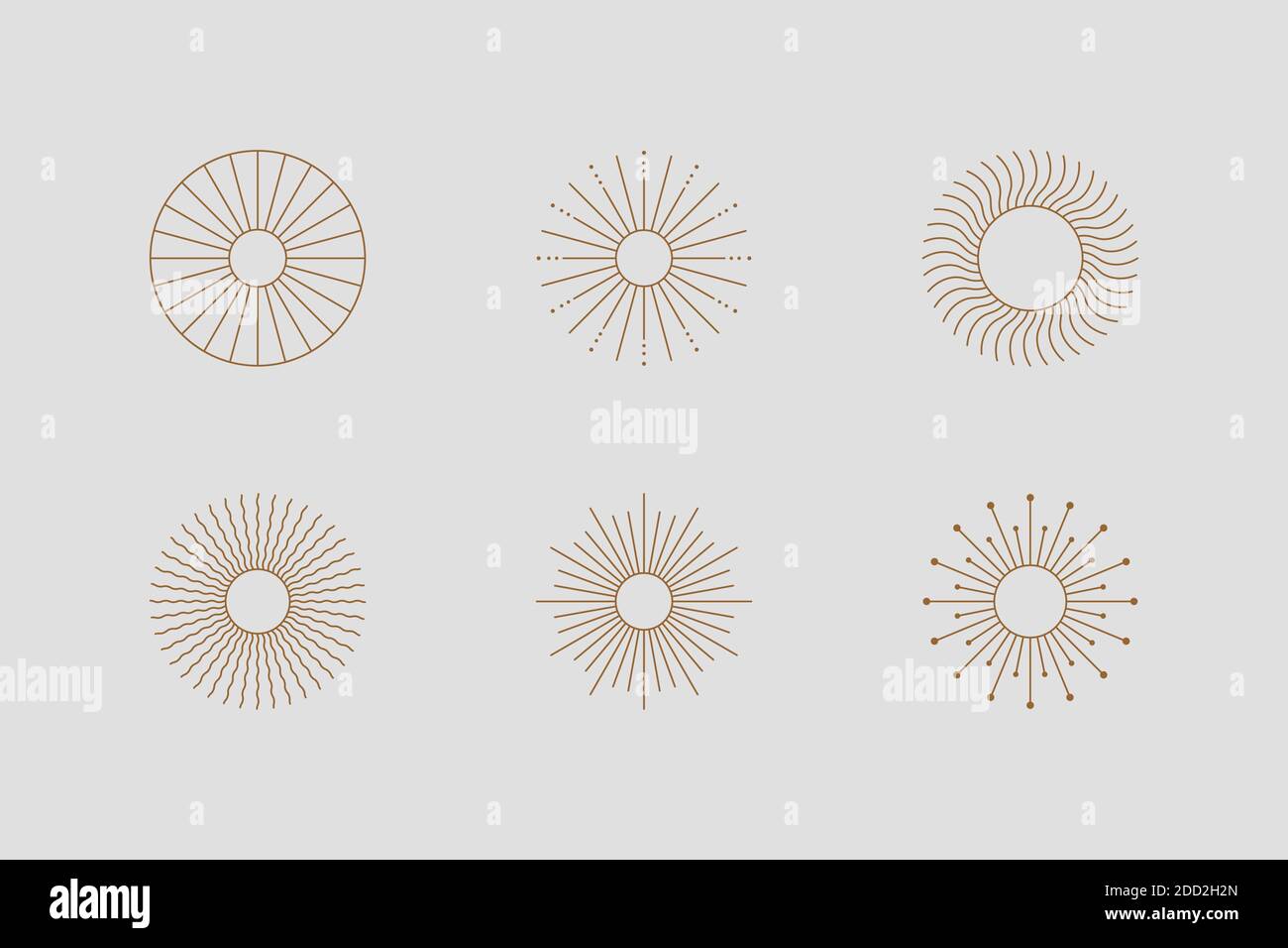 Big set of Sun shapes and Sunburst in minimal trendy style. Vector Icon ...