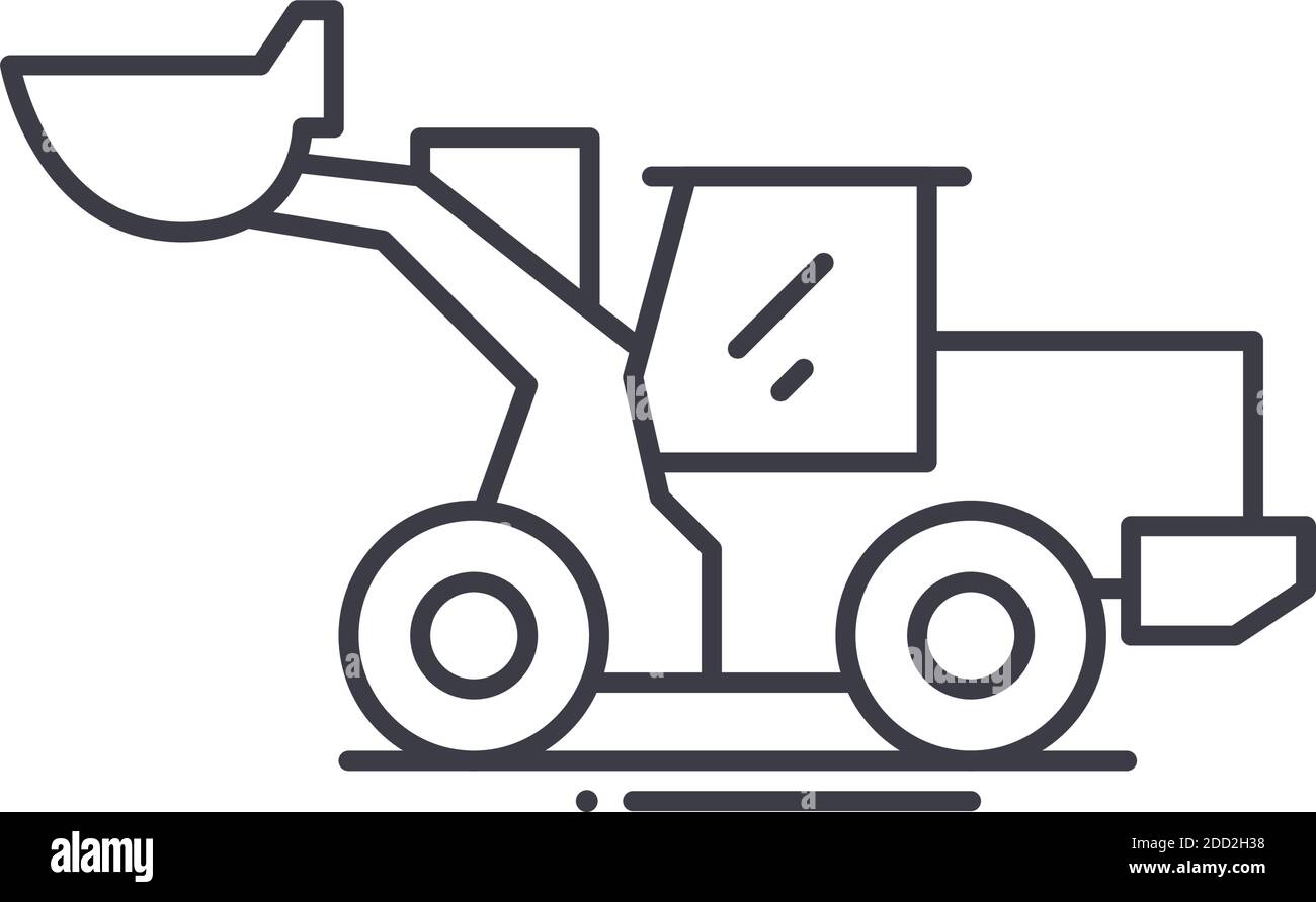 Wheel loader icon, linear isolated illustration, thin line vector, web ...