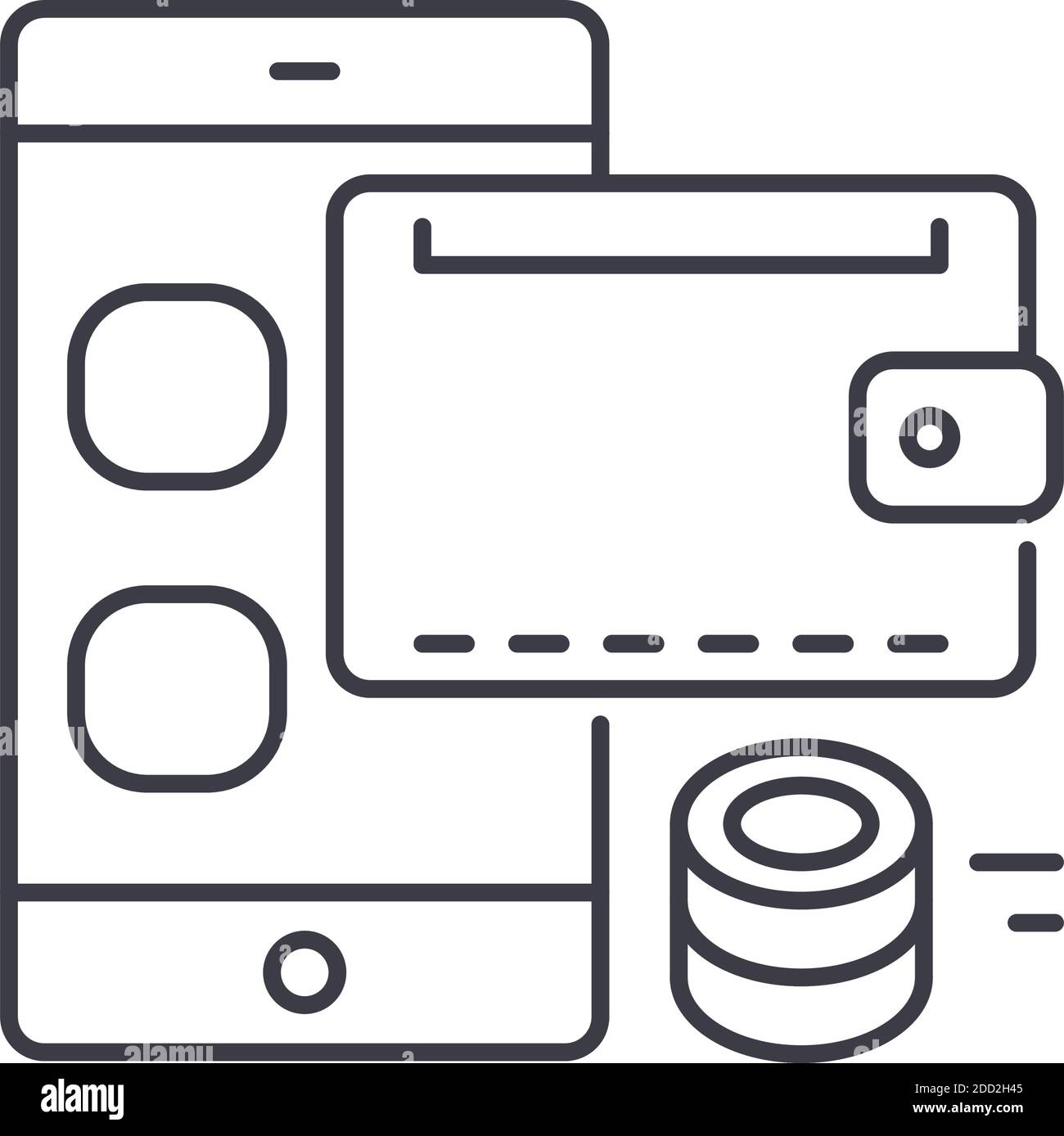 Wallet balance icon, linear isolated illustration, thin line vector ...