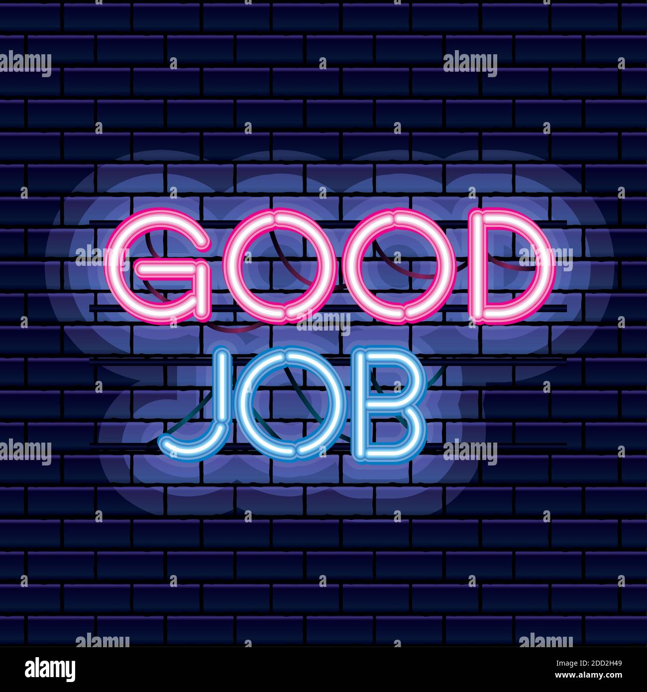 good job lettering in neon font with bricks Stock Vector Image & Art ...