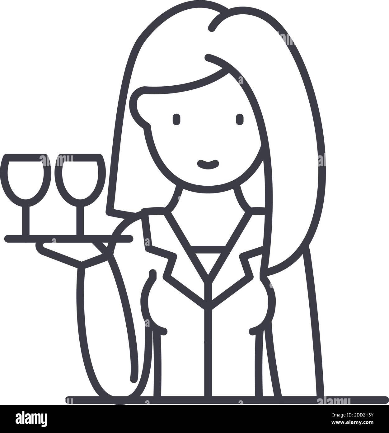 Waitress icon, linear isolated illustration, thin line vector, web ...