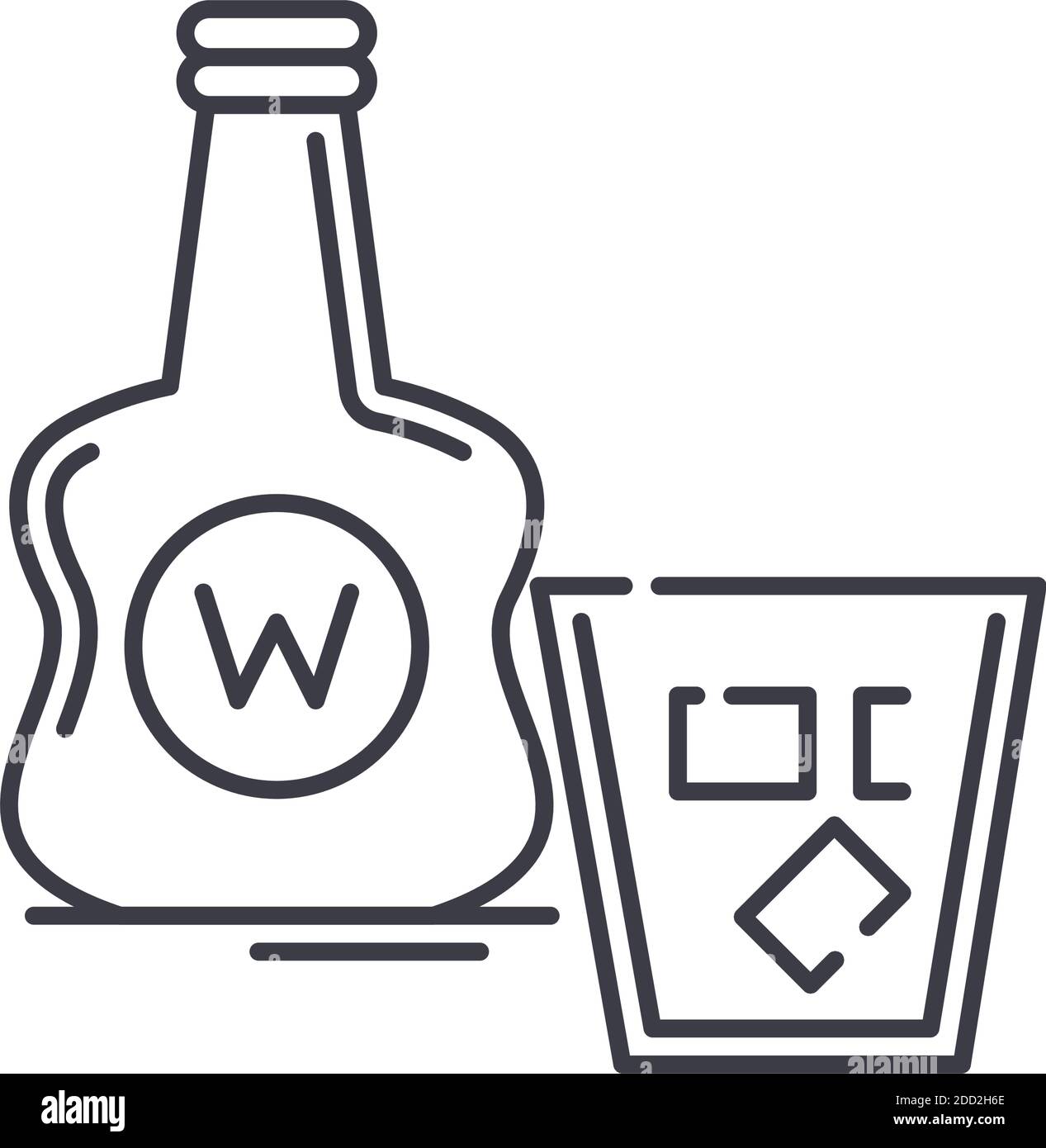 Whiskey icon, linear isolated illustration, thin line vector, web ...