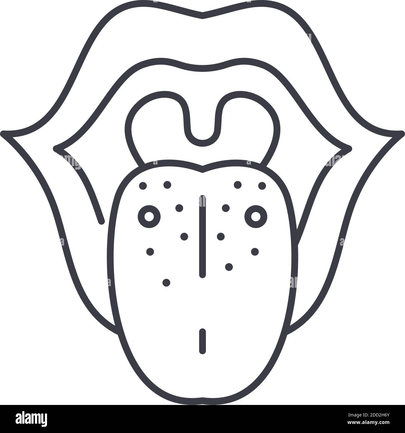 White tongue icon, linear isolated illustration, thin line vector, web ...