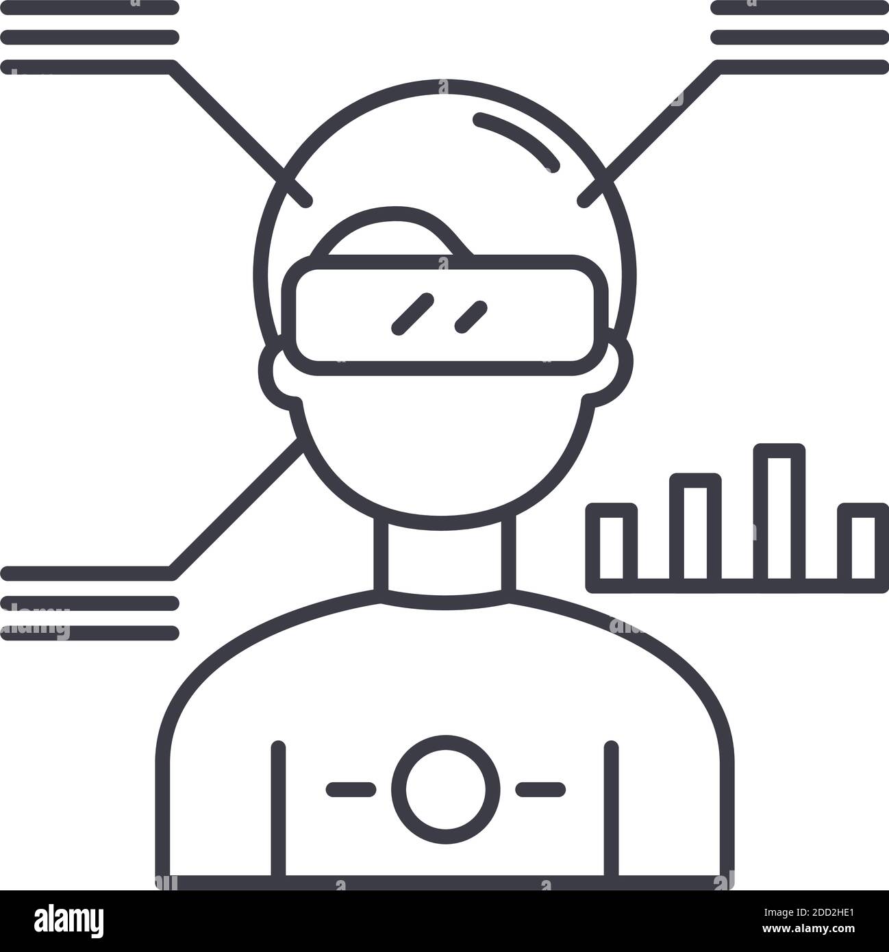 Vr simulator icon, linear isolated illustration, thin line vector, web ...