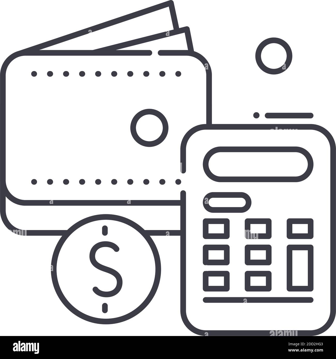 Wage calculator icon, linear isolated illustration, thin line vector ...