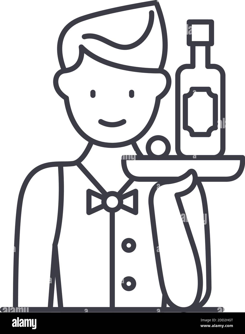 Waiter icon, linear isolated illustration, thin line vector, web design ...