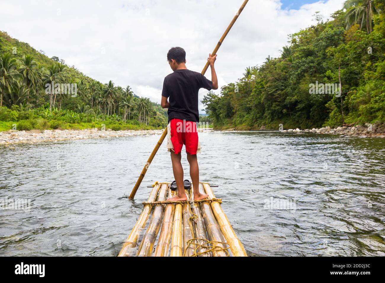 Bamboo rafting at the Madalag River in Aklan, Philippines Stock Photo ...