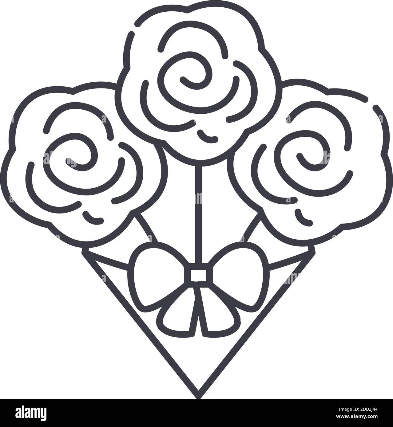 Wedding floral icon, linear isolated illustration, thin line vector ...