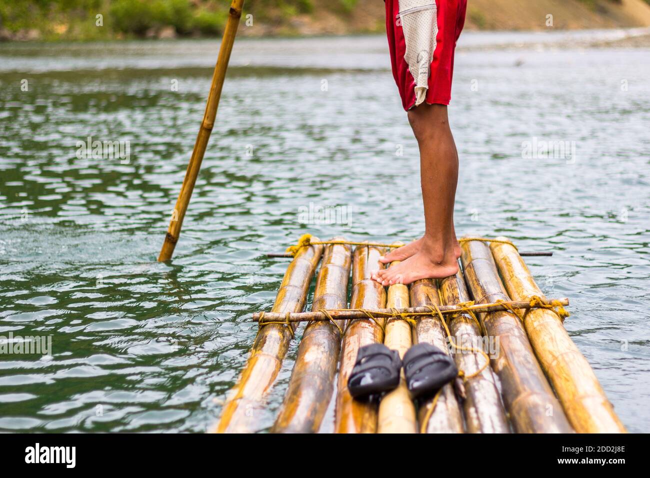 Bamboo rafting at the Madalag River in Aklan, Philippines Stock Photo ...