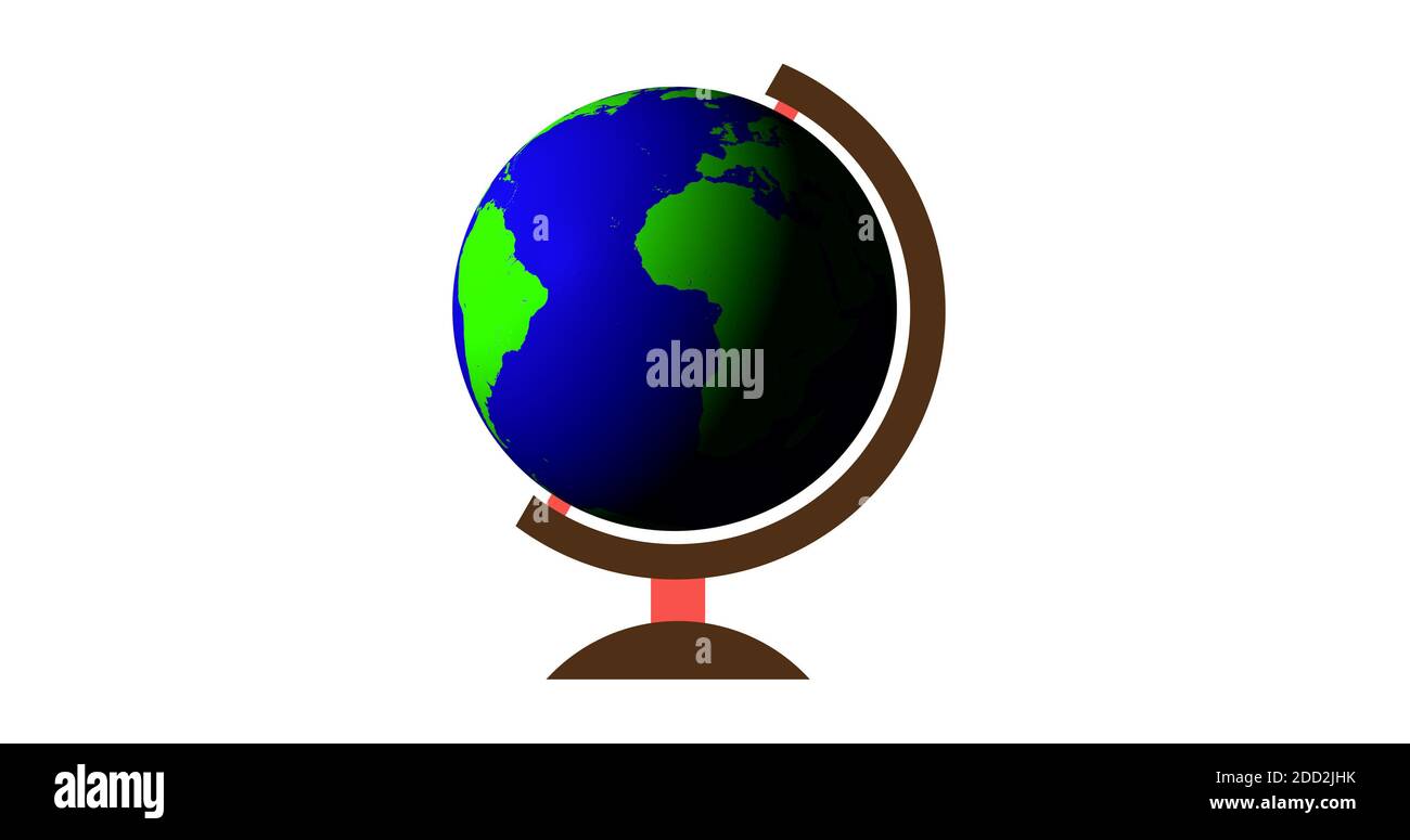 Cartoon earth globe isolate on white background. Fake 3D earth globe 4k ...