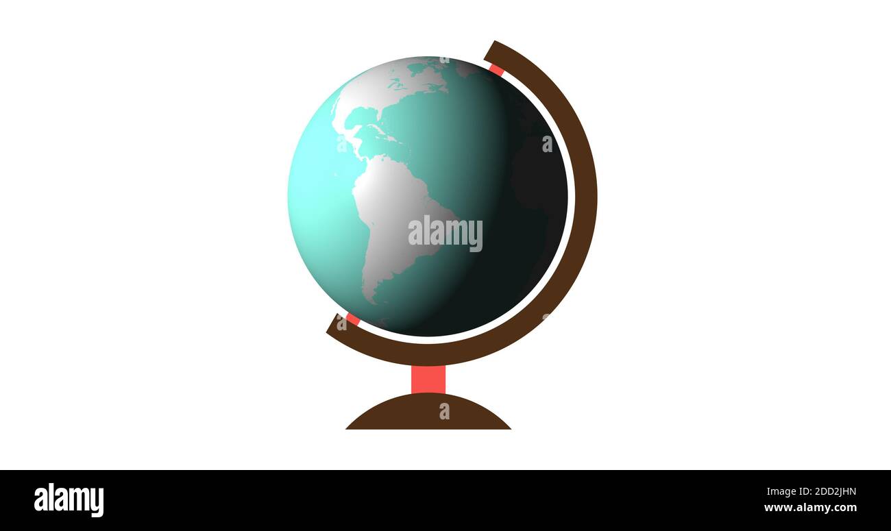 Cartoon earth globe isolate on white background. Fake 3D earth globe 4k ...