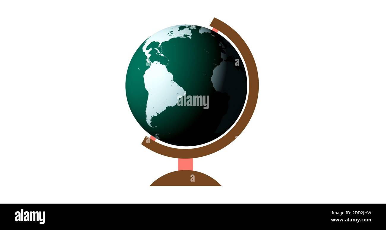 Cartoon earth globe isolate on white background. Fake 3D earth globe 4k ...