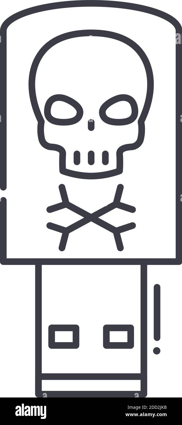 Virus usb drive icon, linear isolated illustration, thin line vector ...