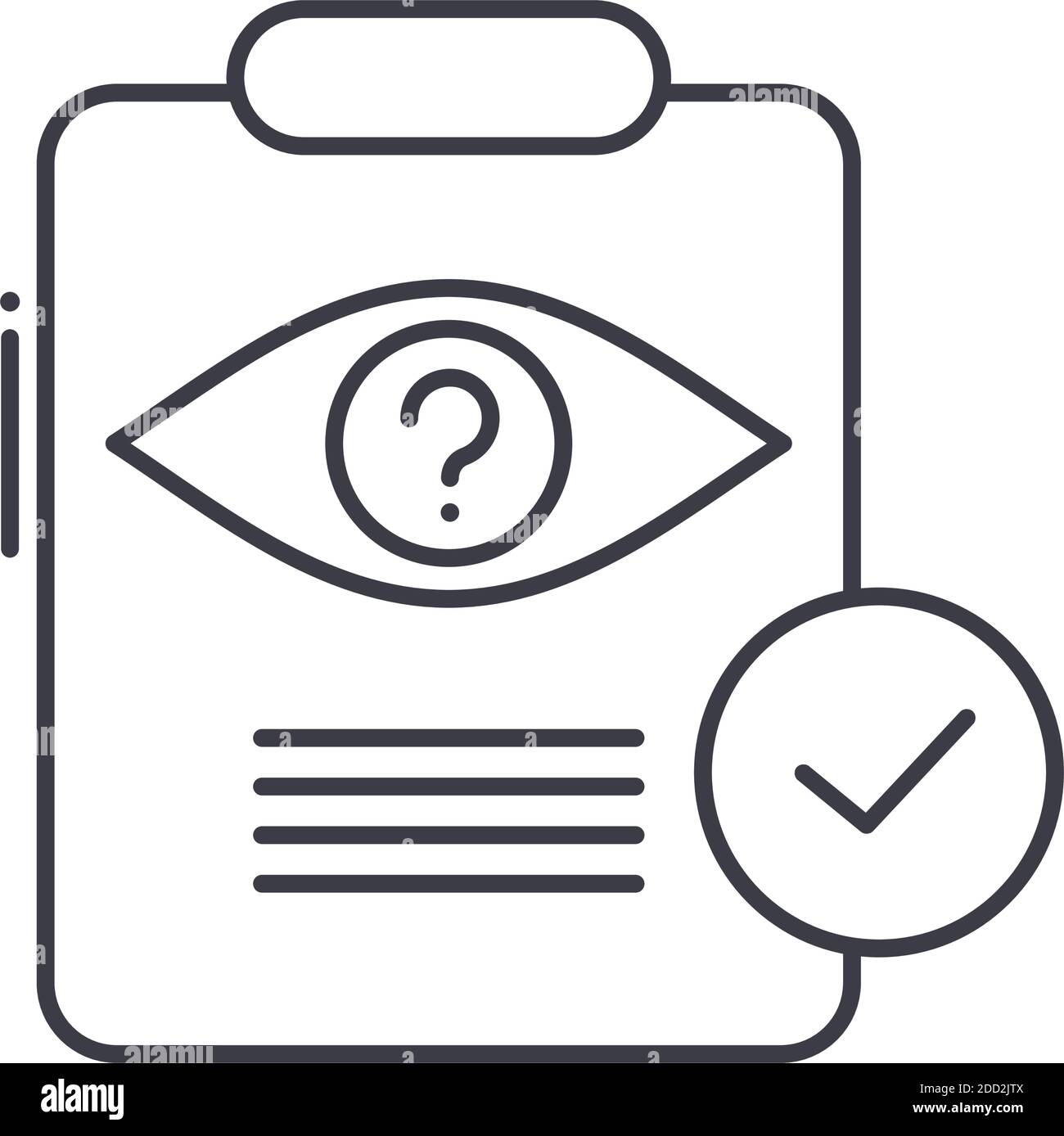 Vision checklist icon, linear isolated illustration, thin line vector ...