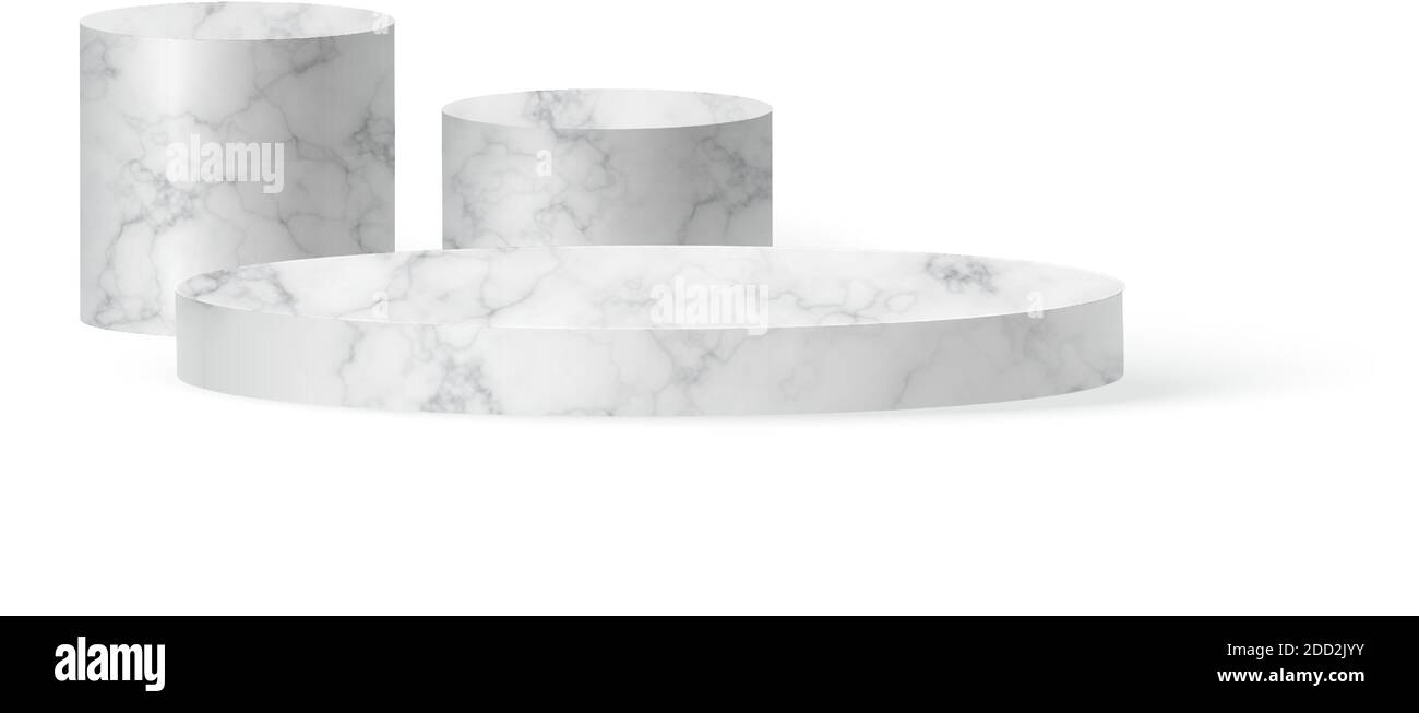 Marble cylinder podium scene, winner pedestal. White marble cylinder ...
