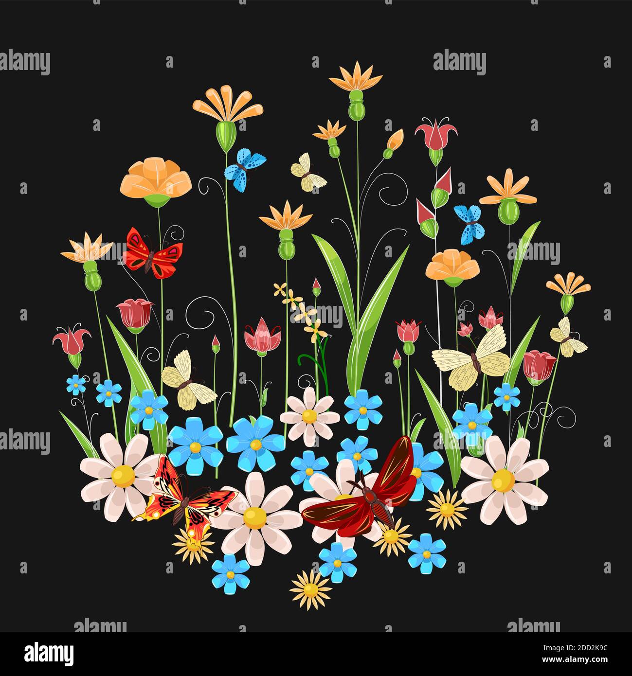 Cartoon Images Of Flowers And Butterflies at Stacy Goddard blog