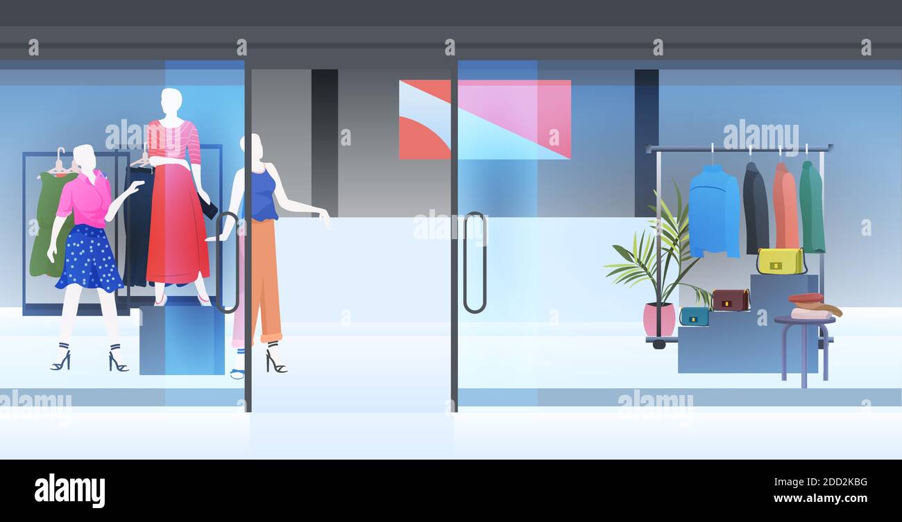 modern fashion shop interior empty no people female clothing store ...