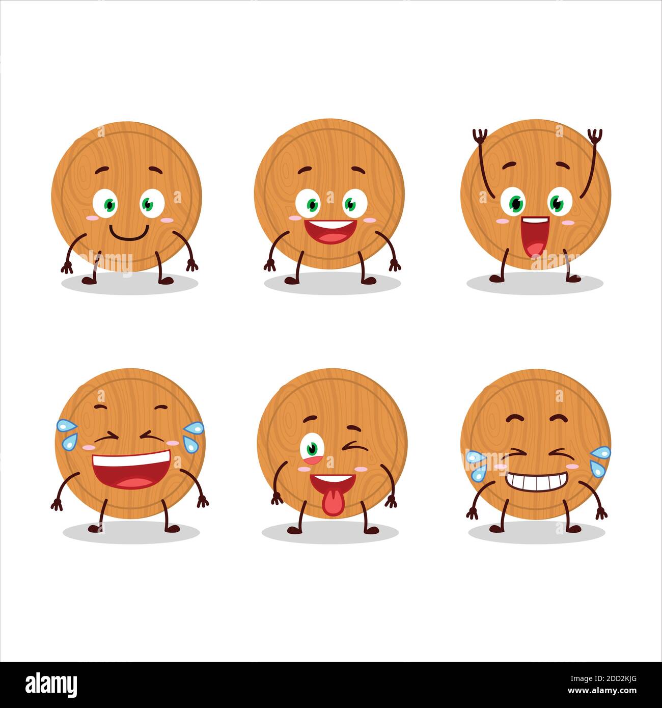 Cartoon character of circle wood cutting board with smile expression ...