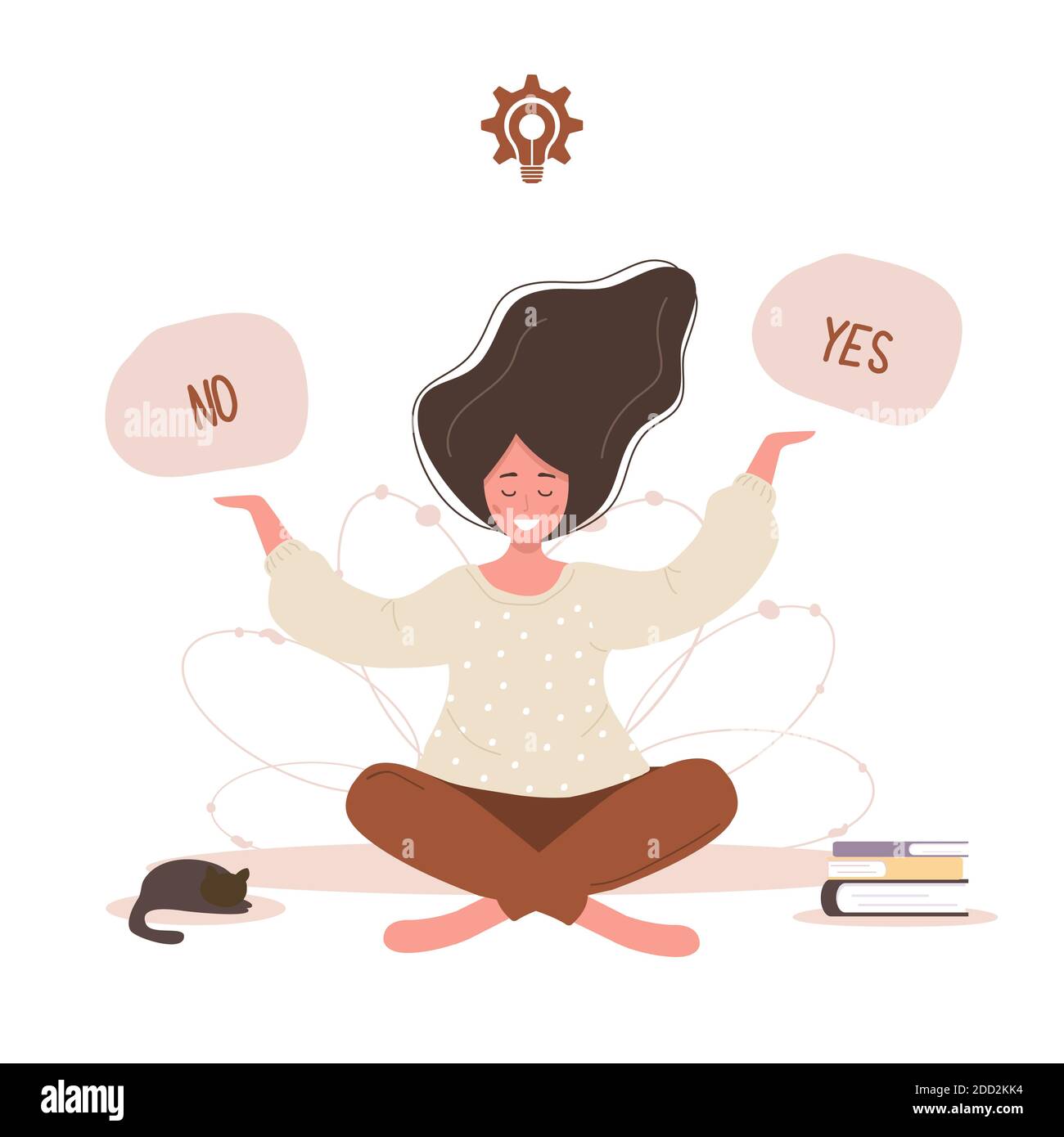 Woman thinking to choose yes or no. Smart girl solving problems Stock ...