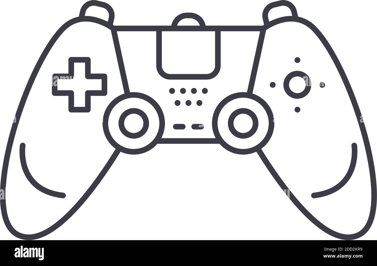 Videogame joystick icon, linear isolated illustration, thin line vector ...