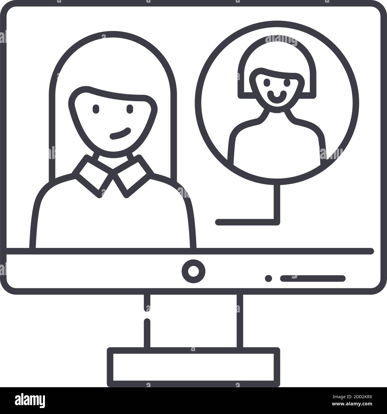 Videocall icon, linear isolated illustration, thin line vector, web ...