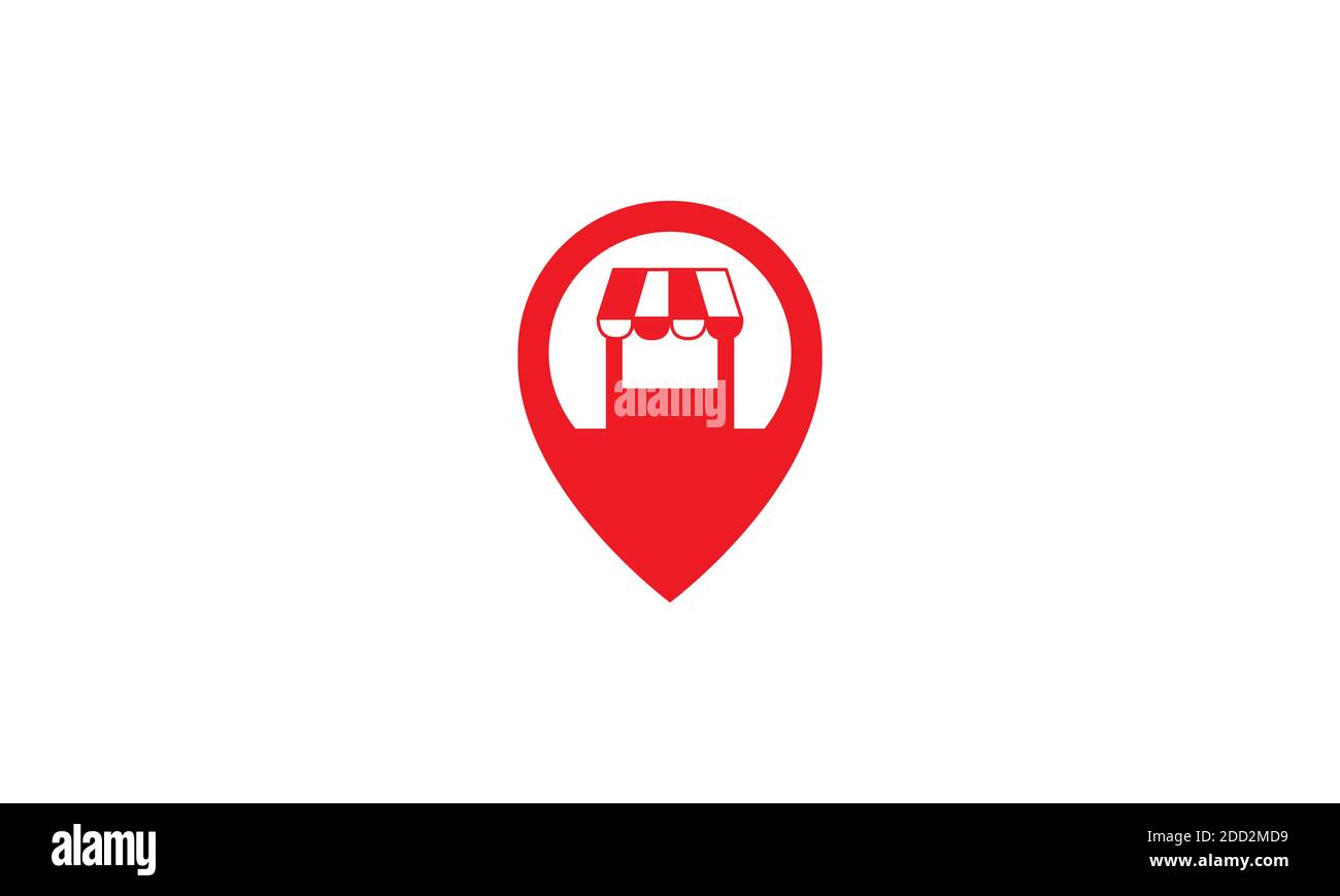 shop store market with pin map location logo vector icon illustration ...