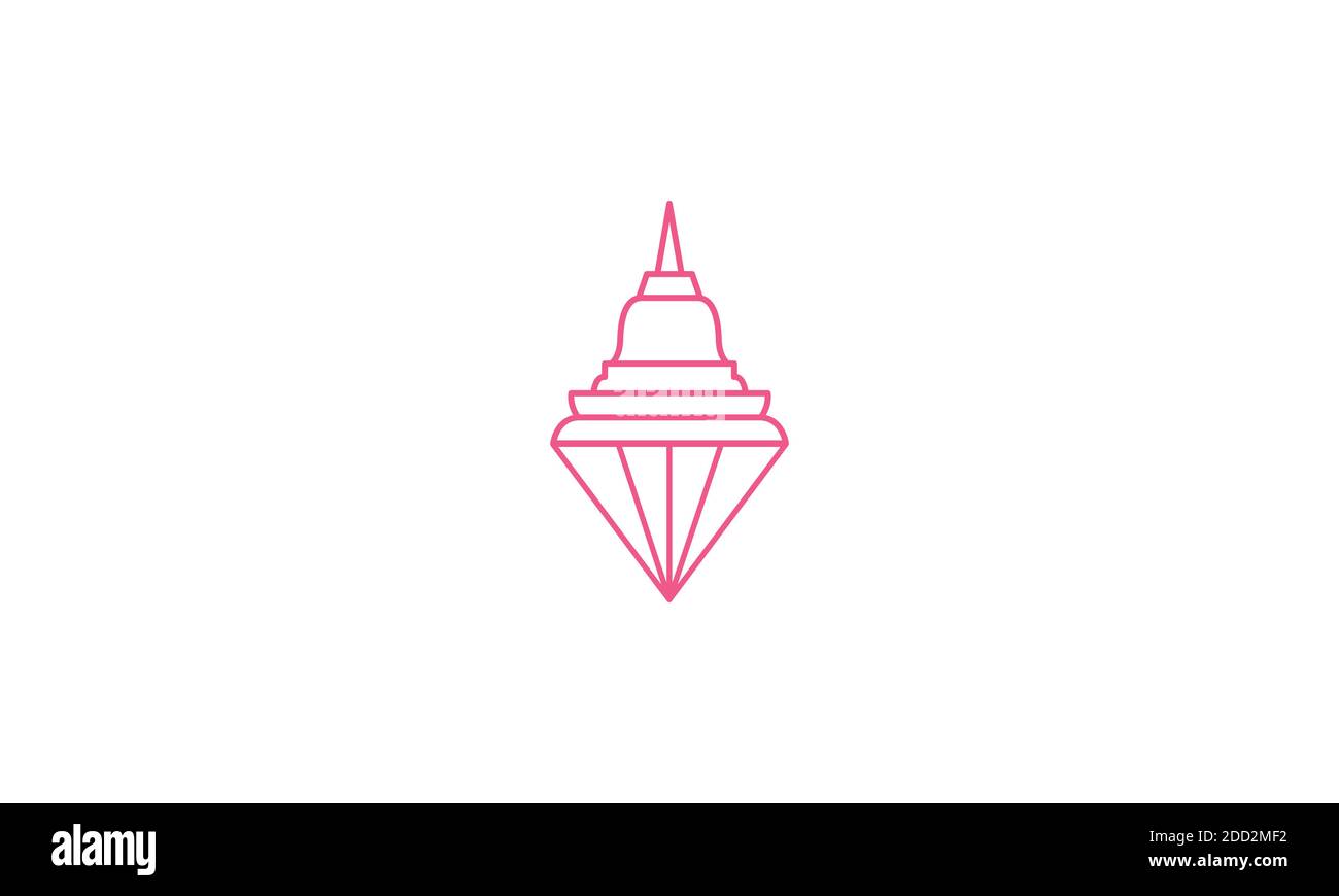 temple line with diamond logo vector icon illustration design Stock ...