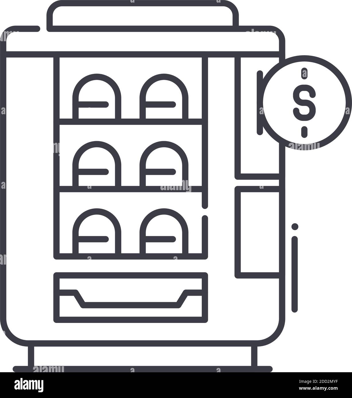 Vending machine concept icon, linear isolated illustration, thin line vector, web design sign ...