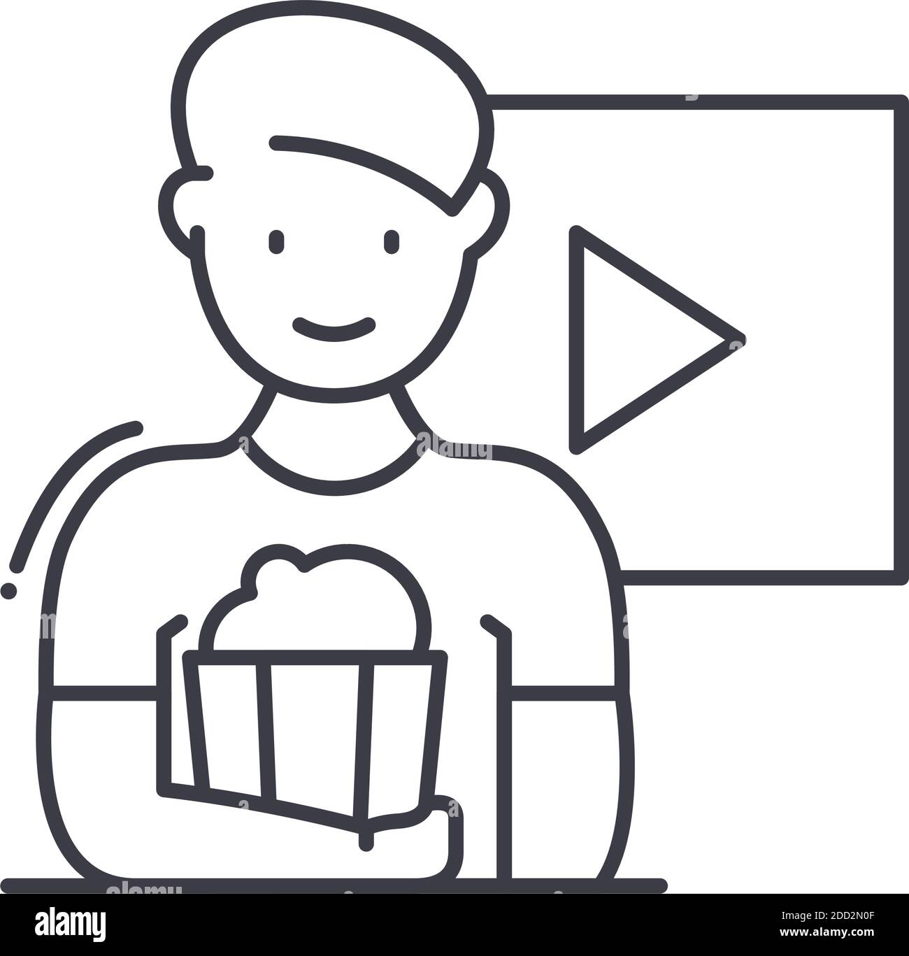 Watching movies icon, linear isolated illustration, thin line vector ...