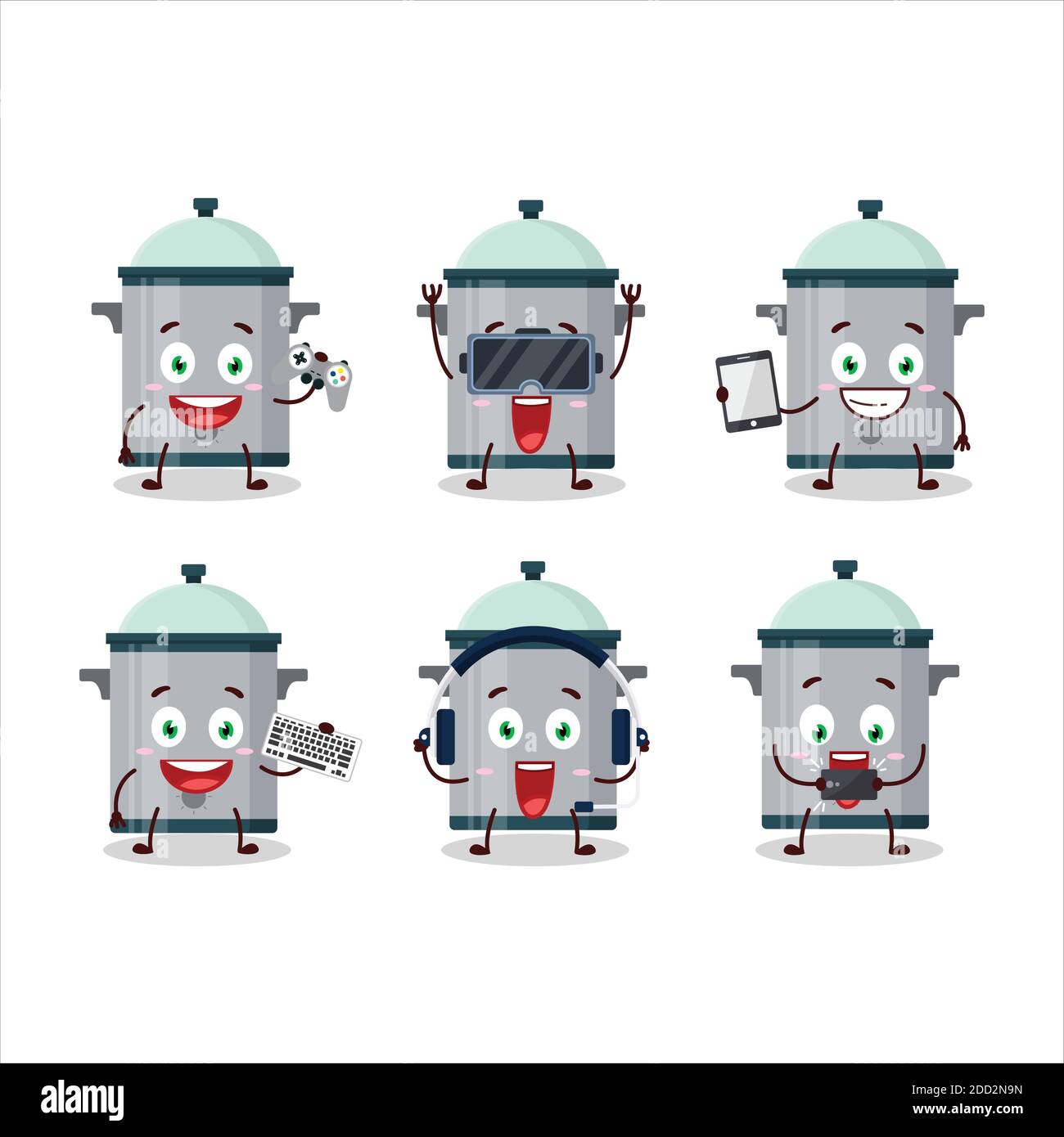 Cooking pan cartoon character are playing games with various cute ...