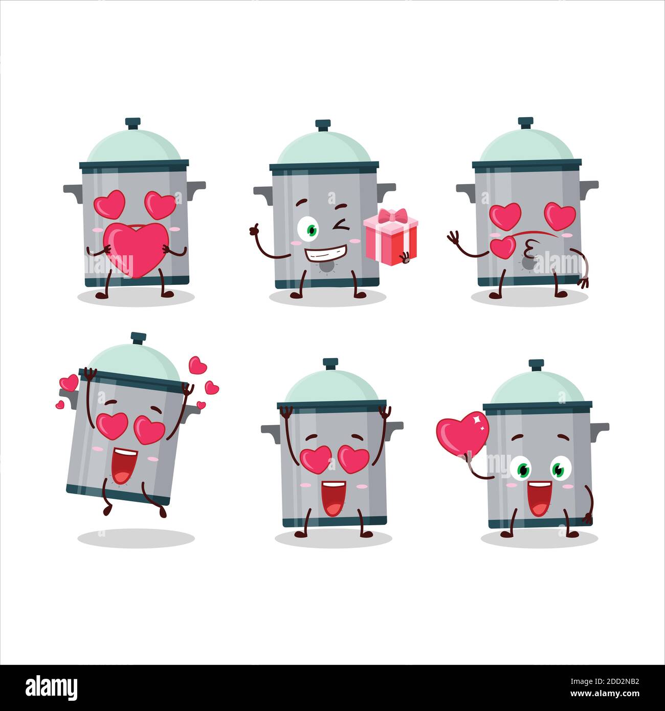 Cooking pan cartoon character with love cute emoticon. Vector ...
