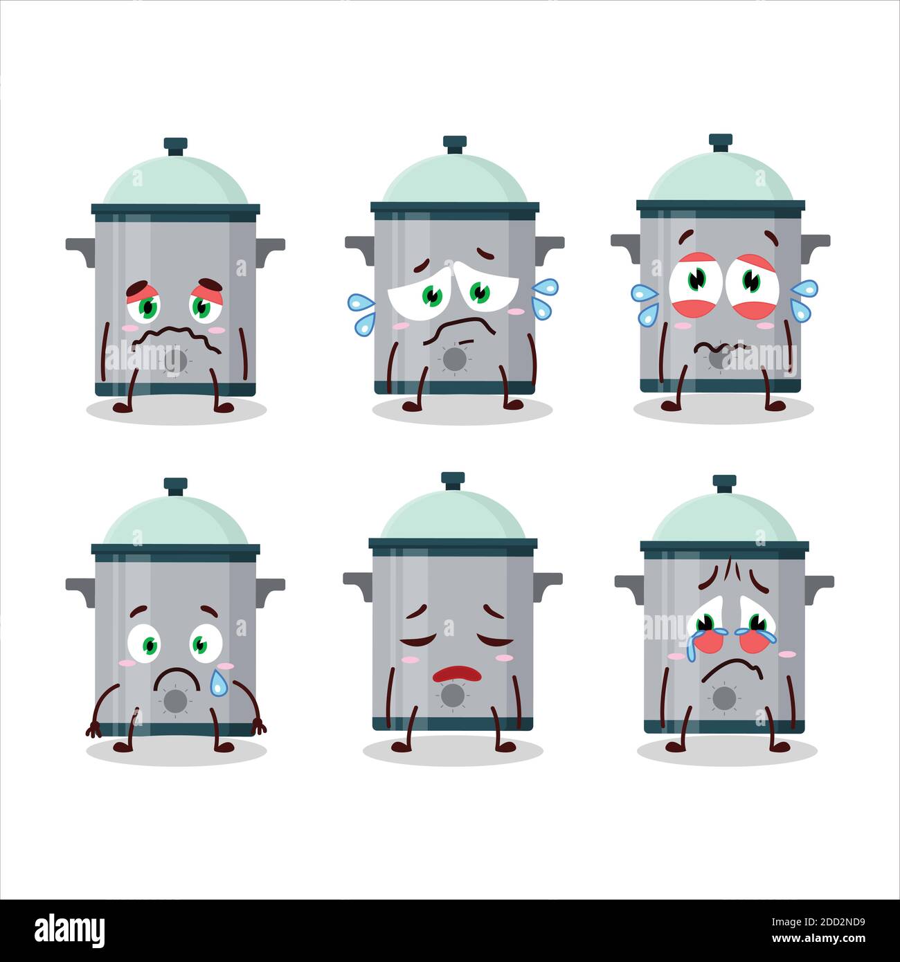 Cooking pan cartoon character with sad expression. Vector illustration ...