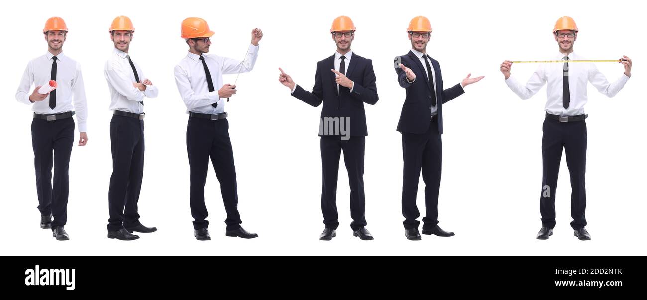 in full growth .competent engineer architect isolated on white Stock ...