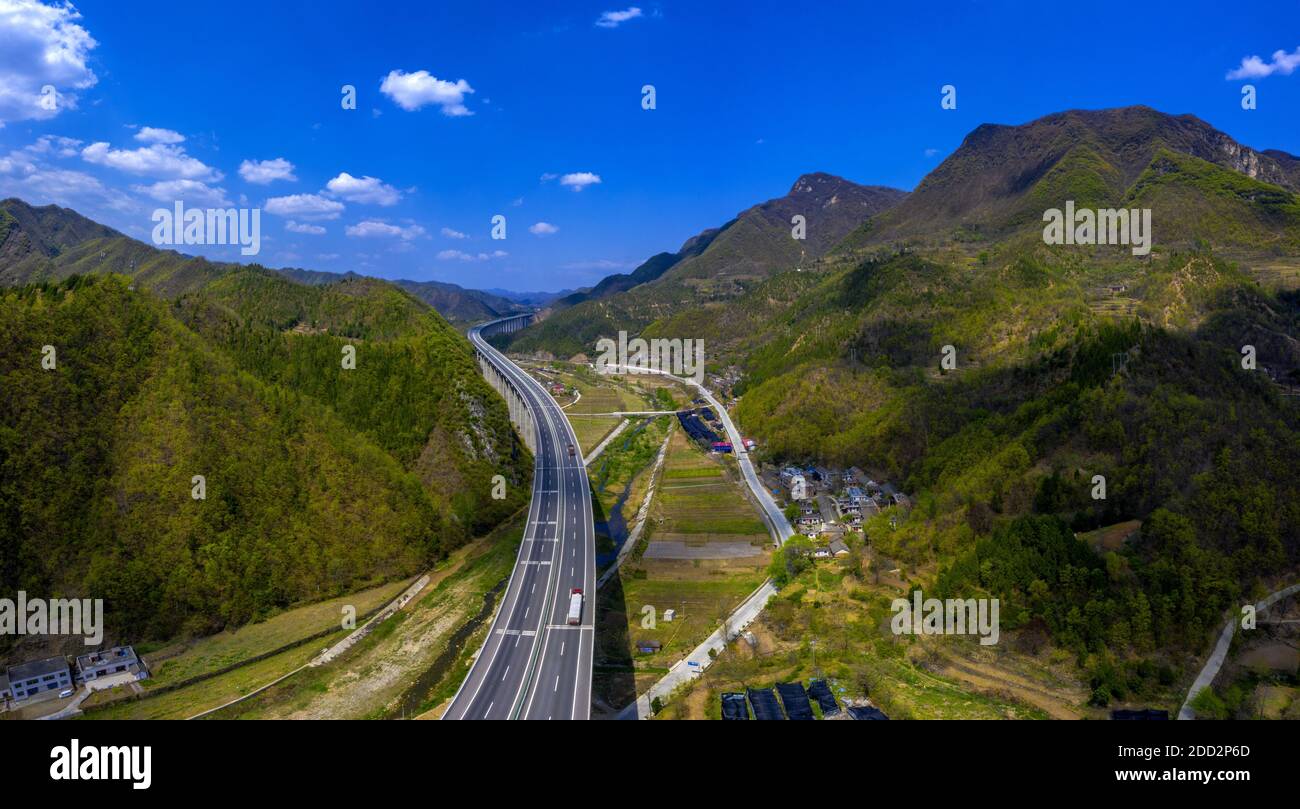 Through the call north expressway in the western mountains Stock Photo ...