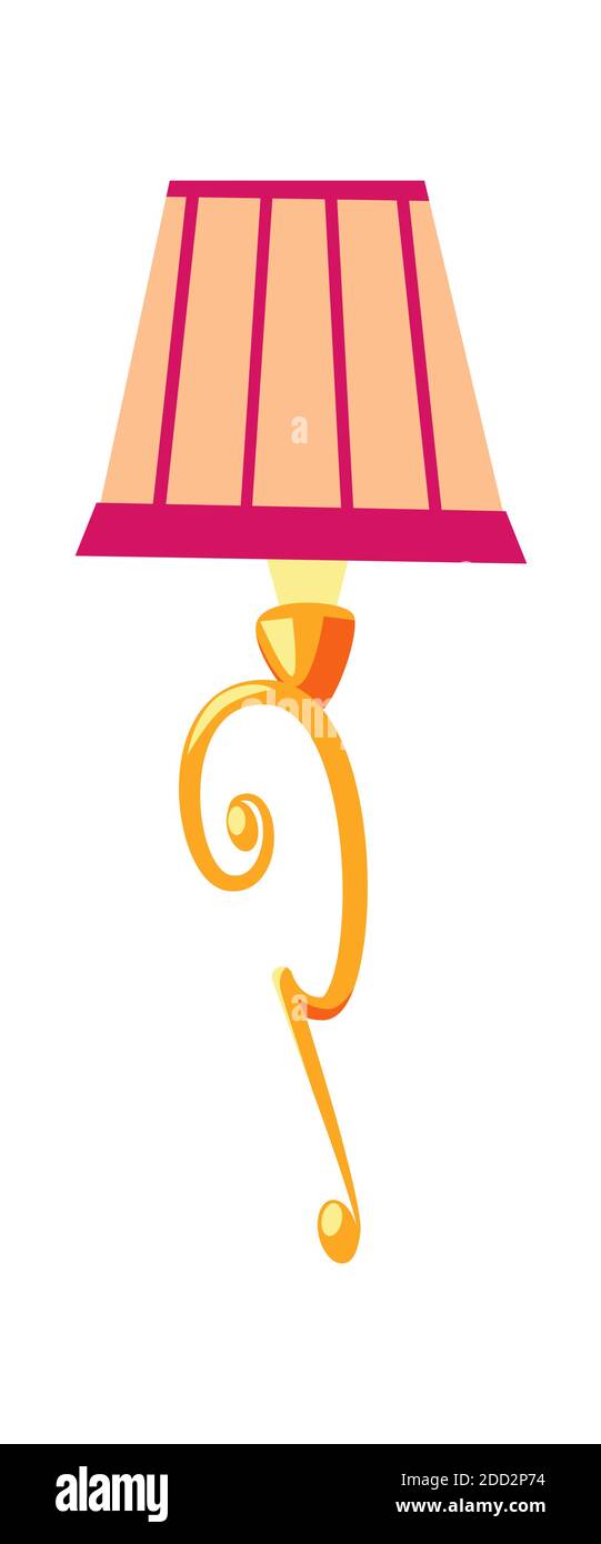 Floor retro lamp with textile lampshade cartoon vector isolated ...