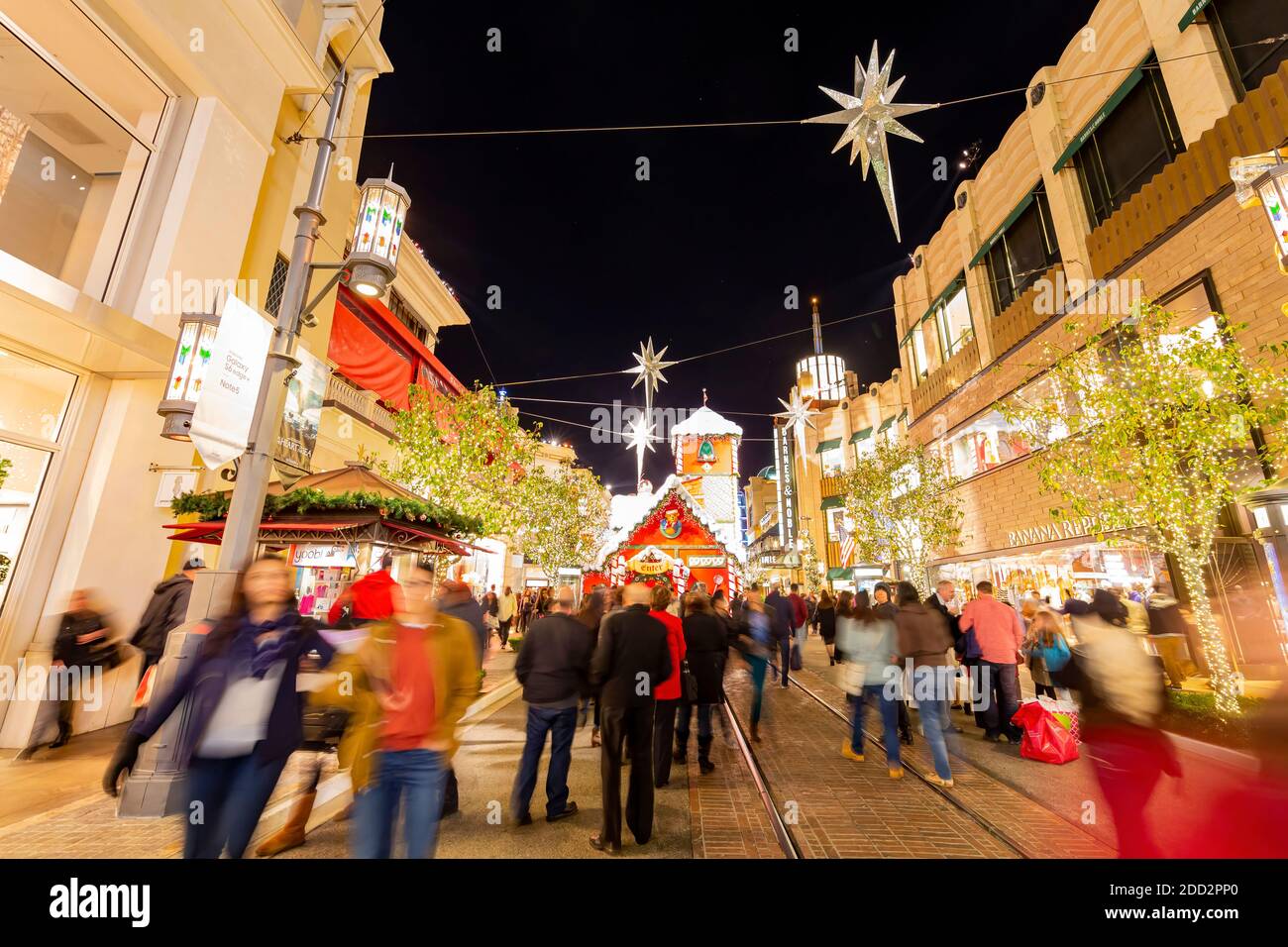 Los Angeles, DEC 12, 2015 -Night view of the christmas decoration at ...