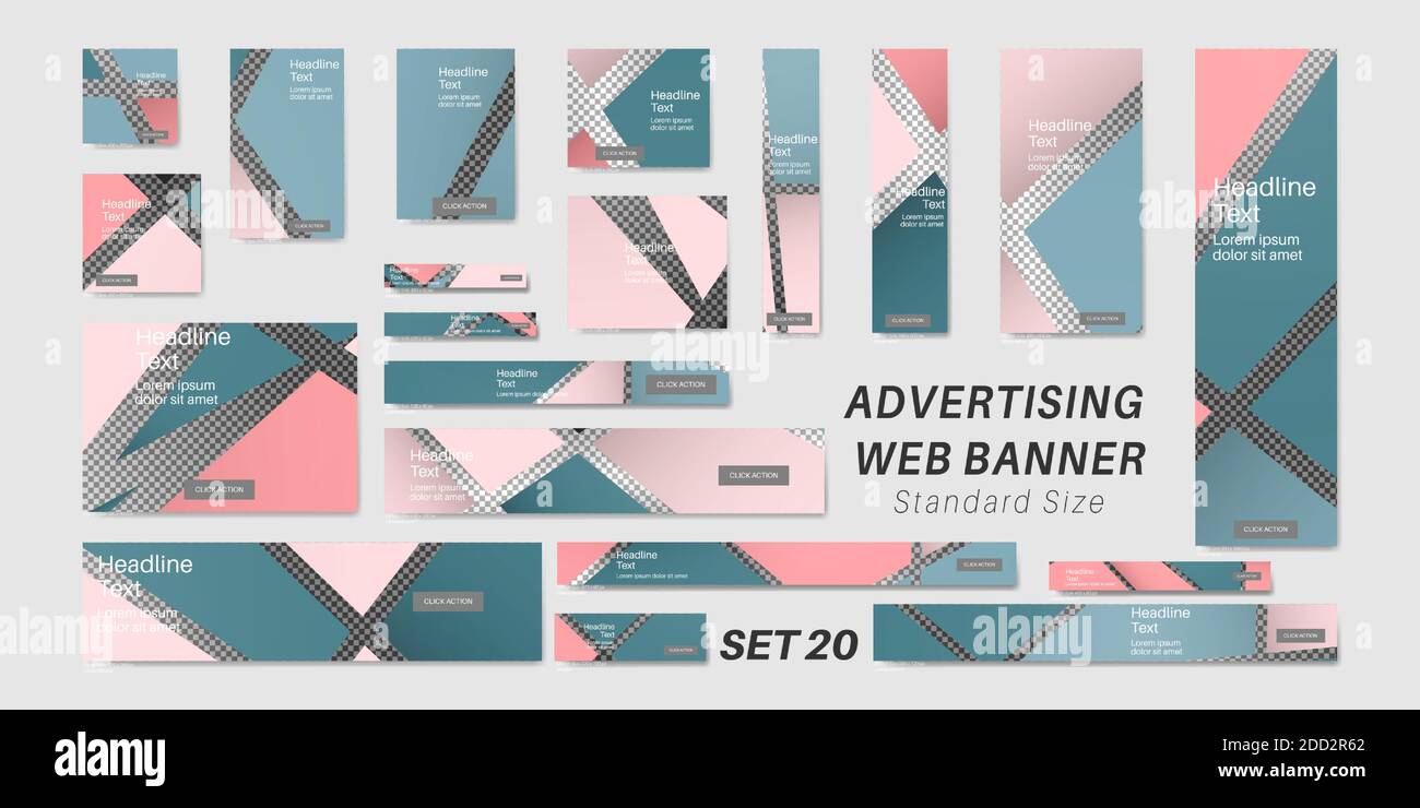 vector collection of web banner ads with standard sizes. Background ...