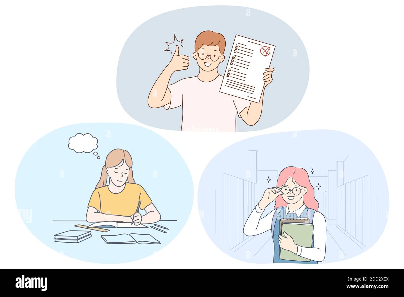 Success in studying, excellent school pupils concept. Smiling school ...