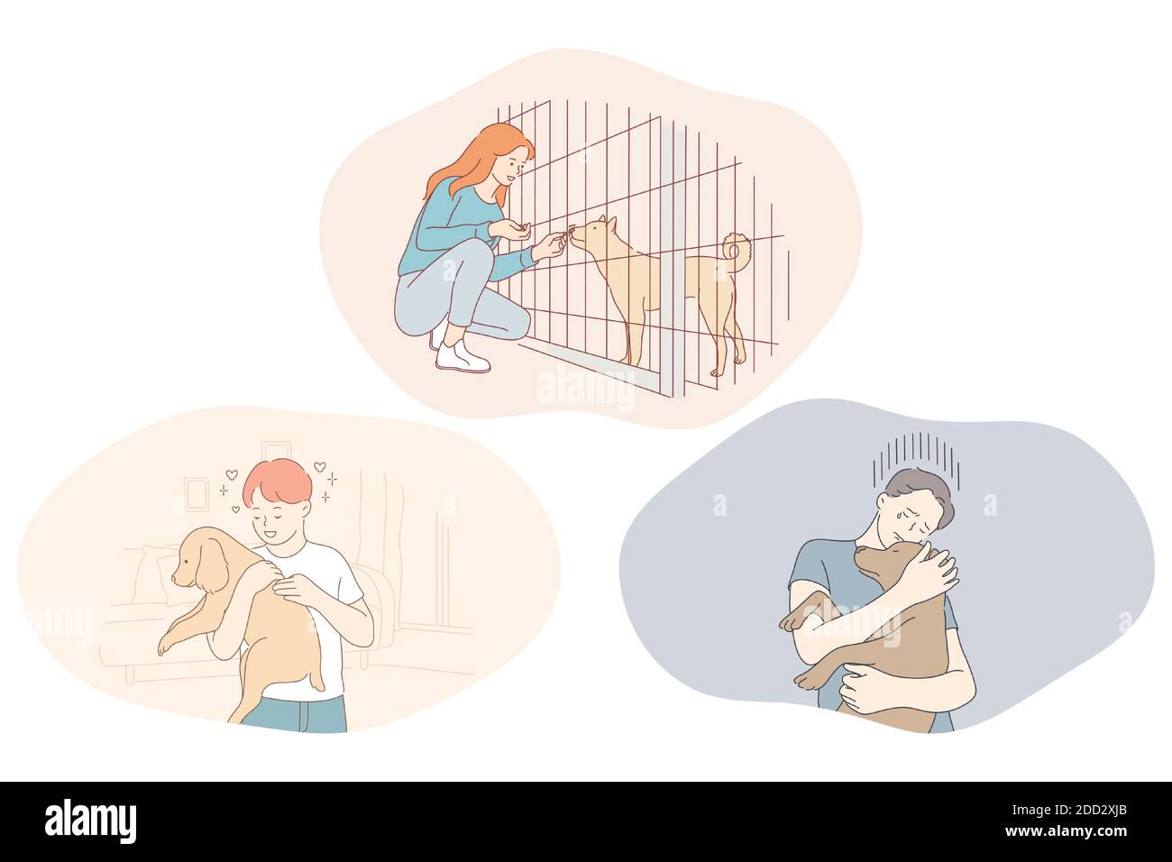 Adoption dogs from shelter, volunteering and helping pets concept ...