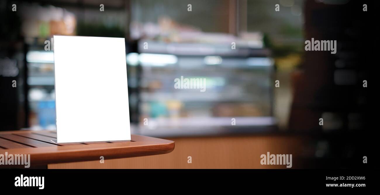 Stand Mock up Menu frame tent card blurred background design key visual ...