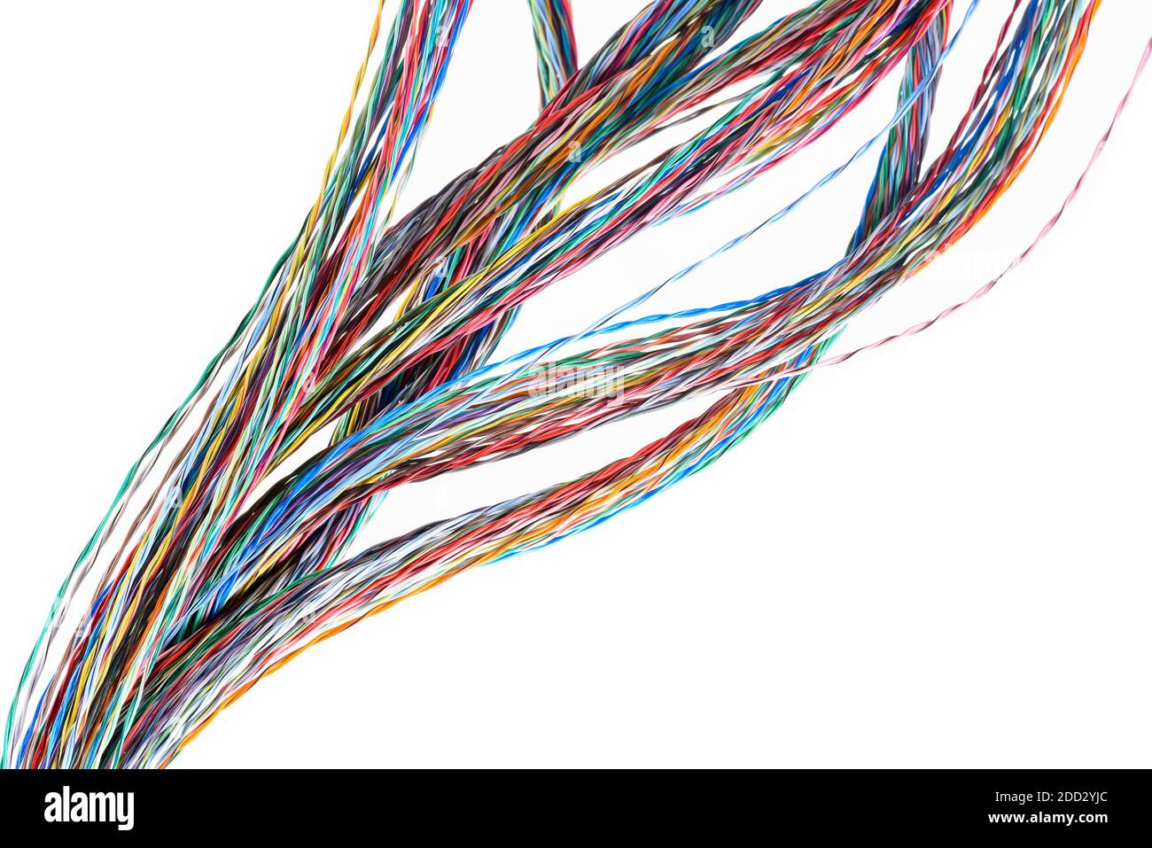 Electrical cable wire used in telecommunications network isolated on ...