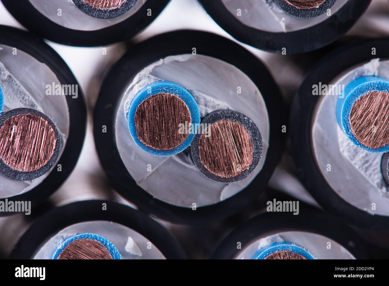Copper electrical cables cross section close-up Stock Photo - Alamy