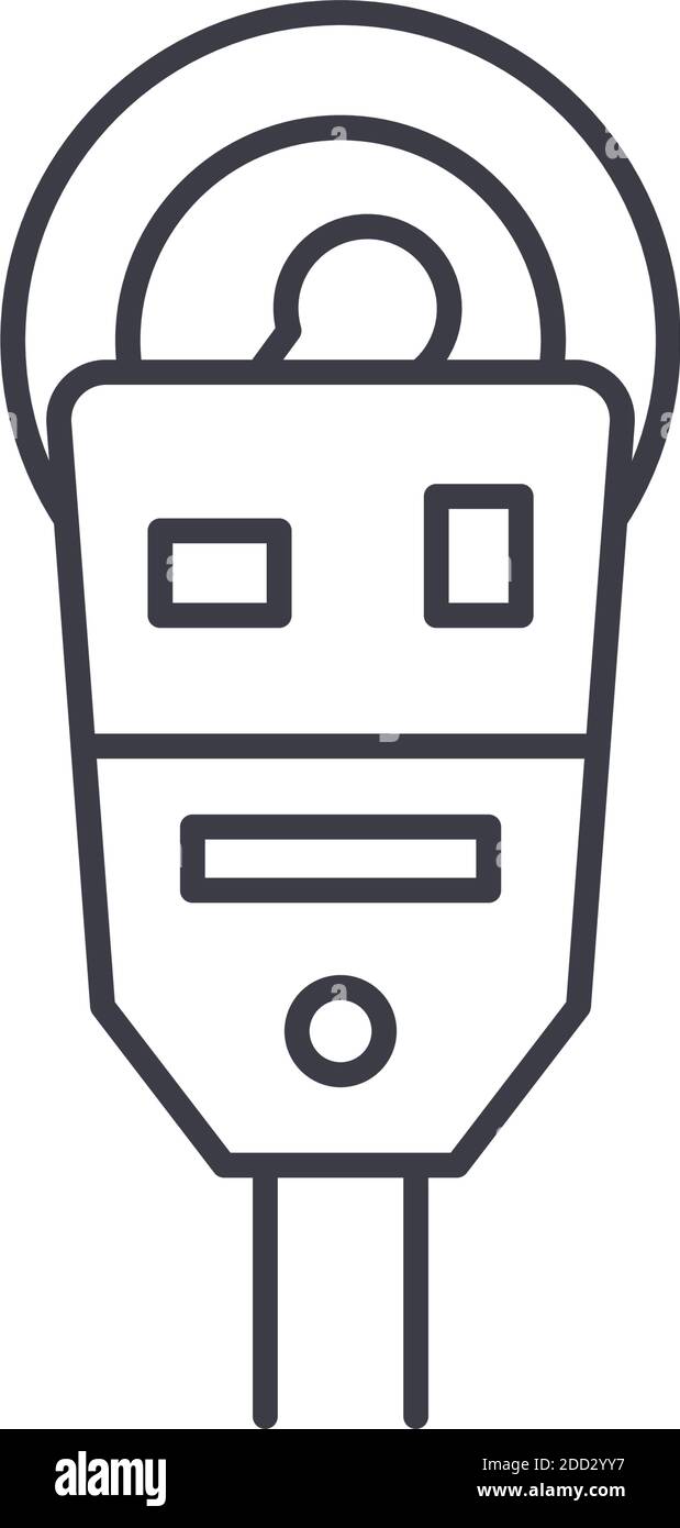Parking meter concept icon, linear isolated illustration, thin line vector, web design sign ...